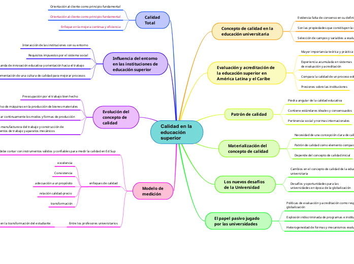 Calidad en la educación superior - Mind Map